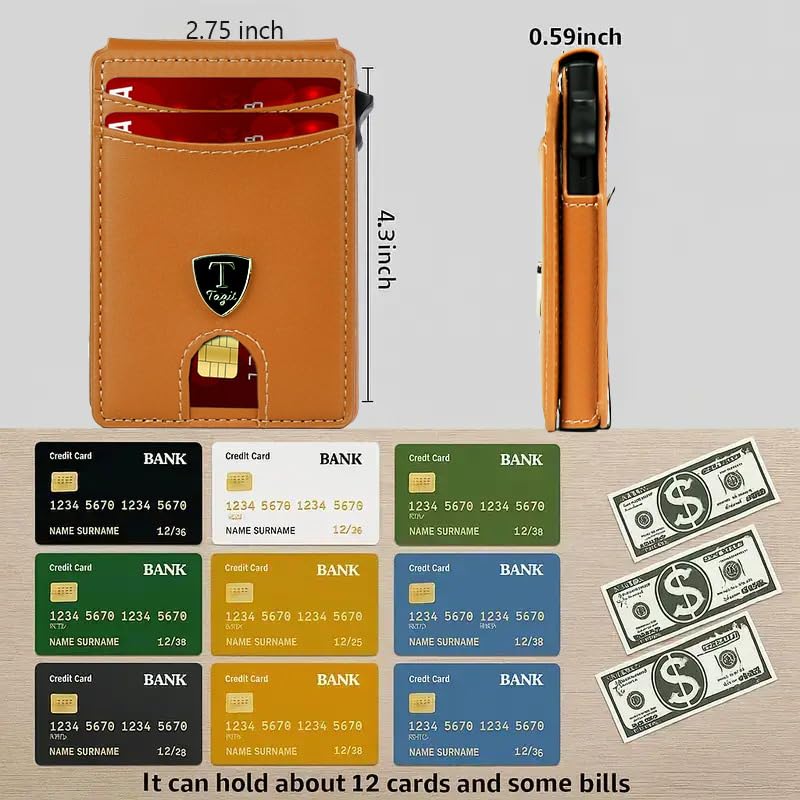 Men's Slim Pop-Up Bifold Wallet With RFID Blocking, Magnetic Closure ...