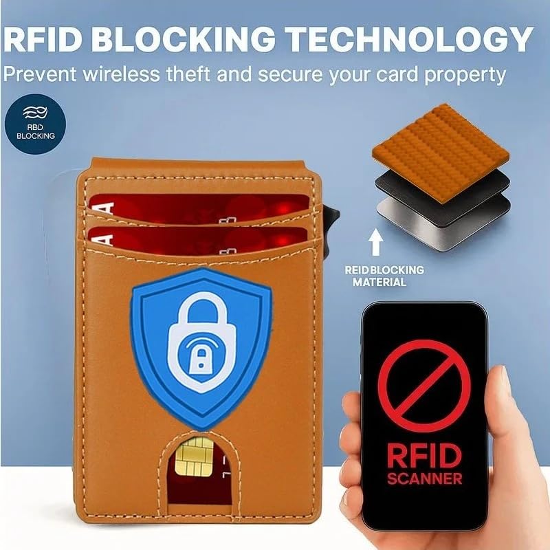 Men's Slim Pop-Up Bifold Wallet With RFID Blocking, Magnetic Closure ...